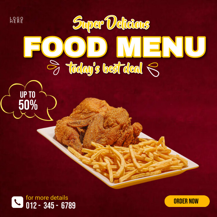 Plantilla de Red Maximalist Food Menu Instagram Post | PosterMyWall