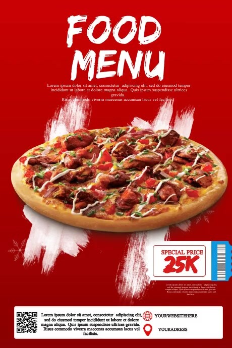 Red Maximalist Food Menu Poster Template | PosterMyWall