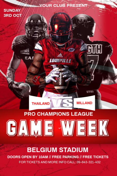 Red Maximalist Football Game Week Announcement Template Design Poster ...