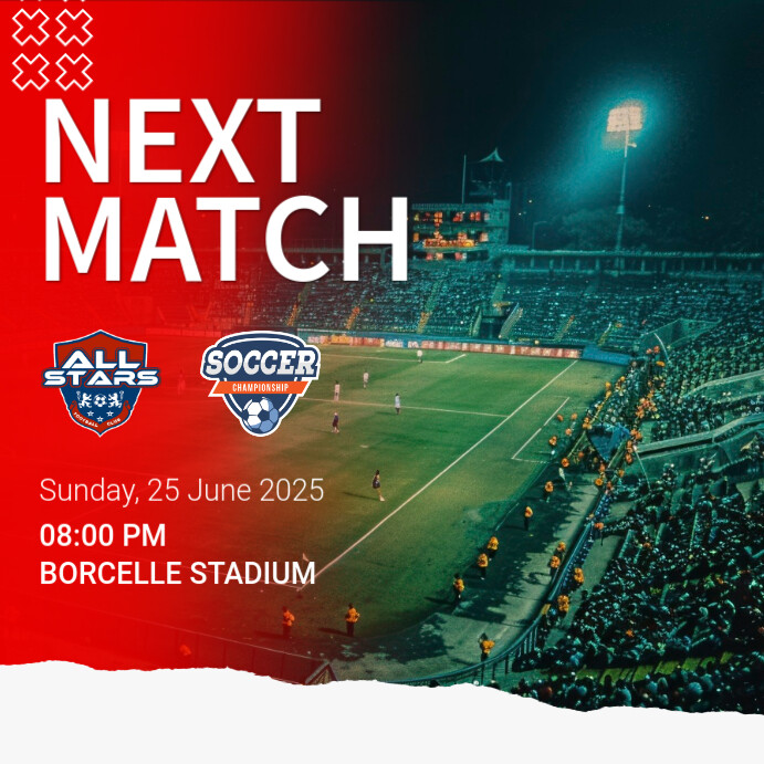 Copy of Red Maximalist Football Next Match Instagram Post | PosterMyWall