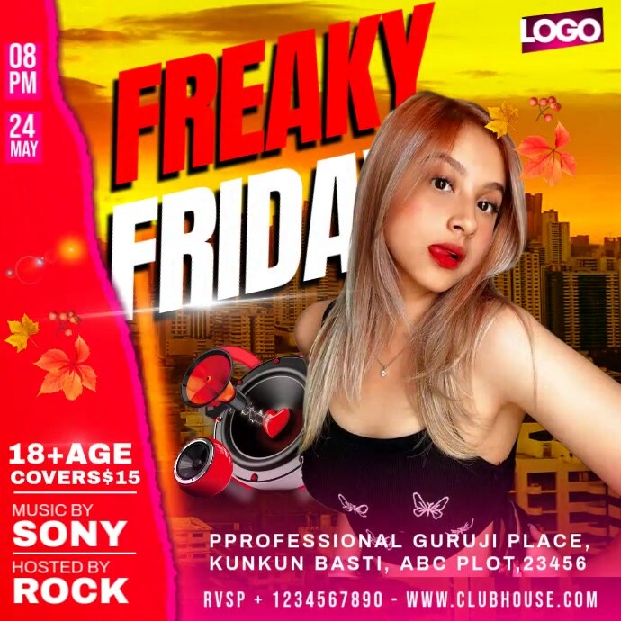 Red Maximalist Freaky Friday Instagram Post Template | PosterMyWall