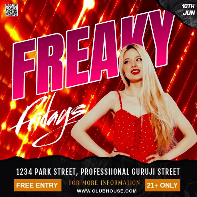 Red Maximalist Freaky Friday Night Instagram Post Template | PosterMyWall