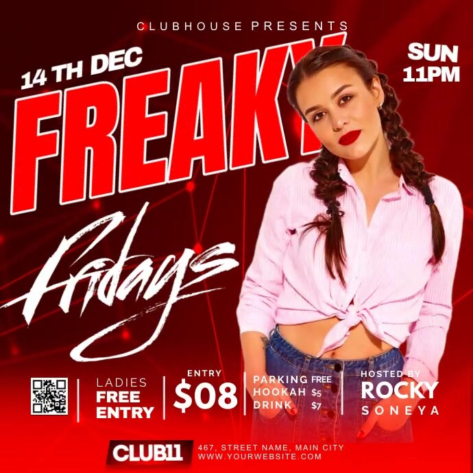 Red Maximalist Freaky Friday Night Party Inst Template | PosterMyWall