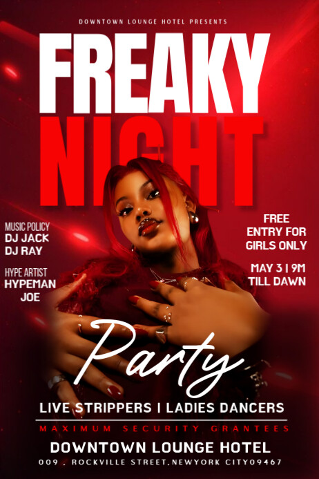 Red Maximalist Freaky Night party Poster Template | PosterMyWall