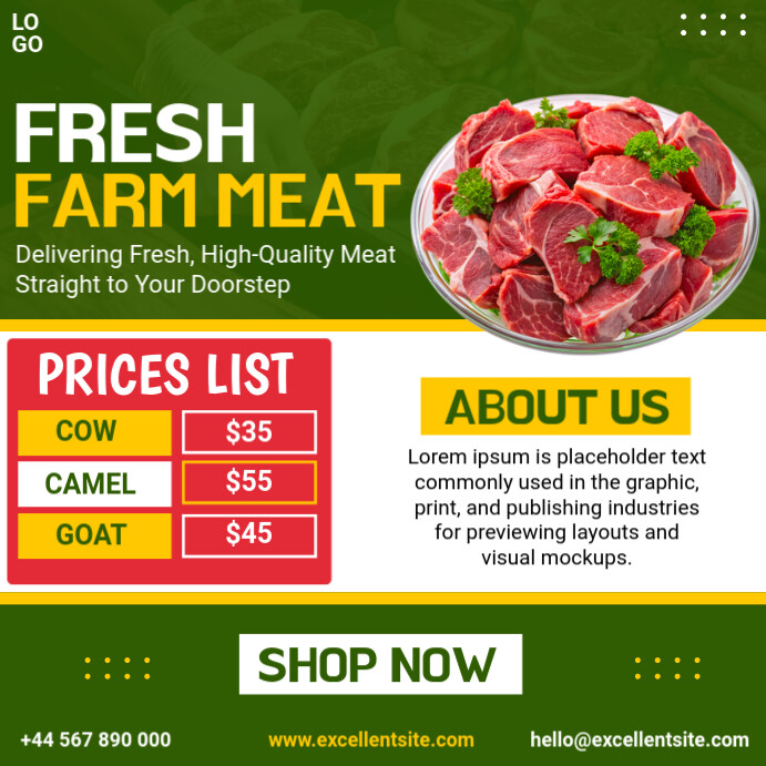Red Maximalist Fresh Farm Meat Instagram Post Template | PosterMyWall