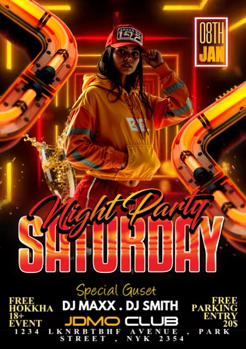 Plantilla de Red Maximalist Friday Night Club Dj Party A1 | PosterMyWall