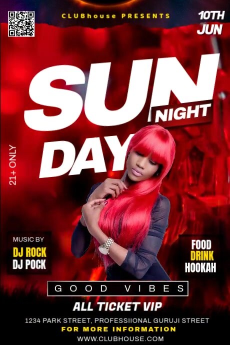 Plantilla de Red Maximalist Friday Night Poster | PosterMyWall