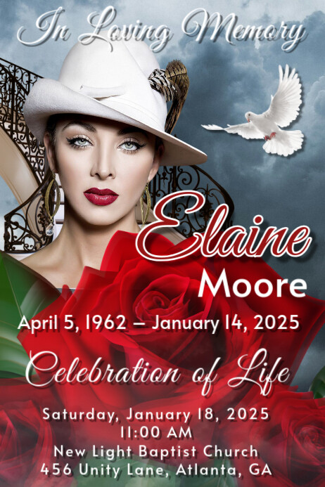 Red Maximalist Funeral Memorial Announcement Flyer Poster Template ...