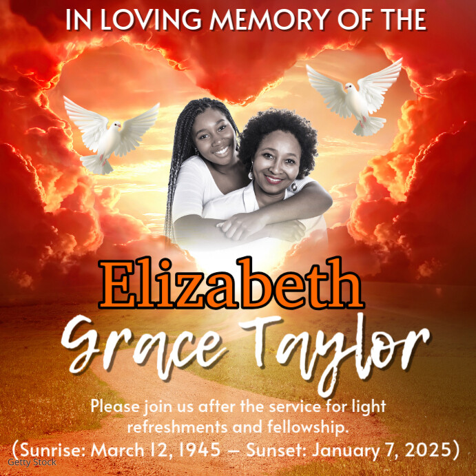 Red Maximalist Funeral Memorial Announcement Flyer Instagram Post Template | PosterMyWall