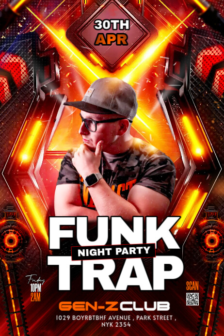 Red Maximalist Funk Night Poster Template | PosterMyWall