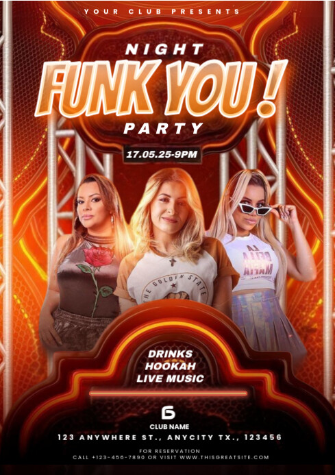 Copy of Red Maximalist Funk You Night Party A4 | PosterMyWall