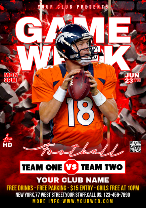 Red Maximalist Game Week Football Flyer A2 Template | PosterMyWall
