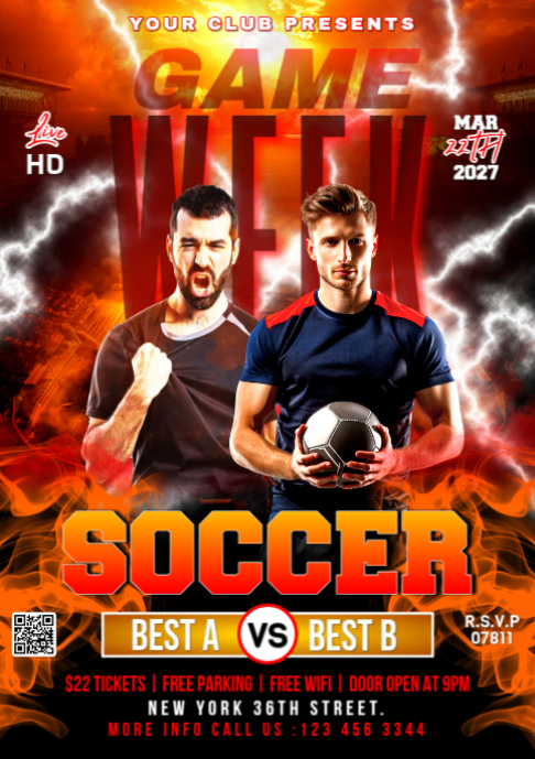 Red Maximalist Game Week Football Flyer Template A2 | PosterMyWall