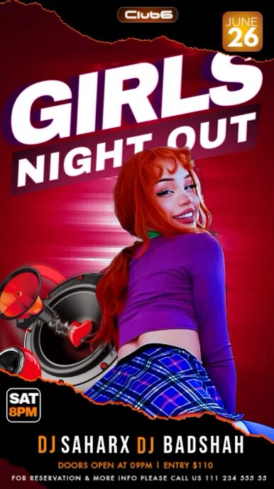 Plantilla de Red Maximalist Girls Night Ouyt Party Instagram Story ...