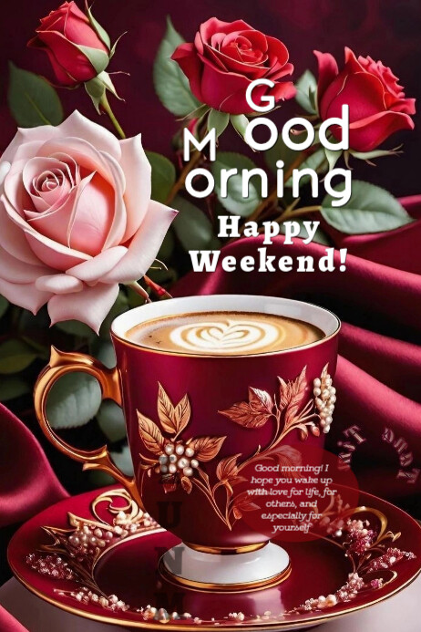 Red Maximalist Good Morning Happy Weekend Banner 4' × 6' Template ...