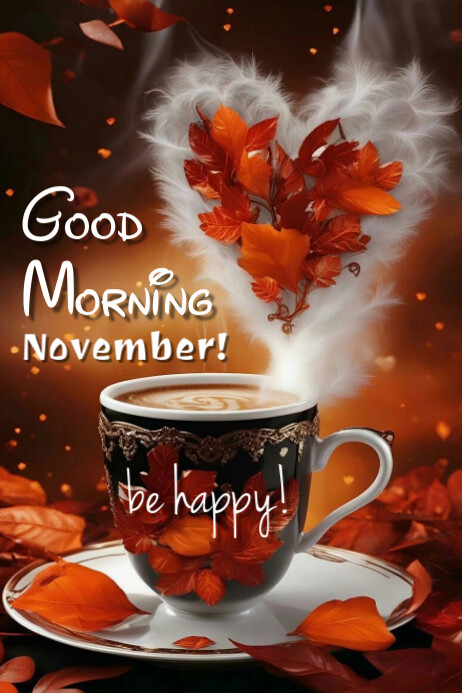 Red Maximalist Good Morning November Banner 4' × 6' Template | PosterMyWall