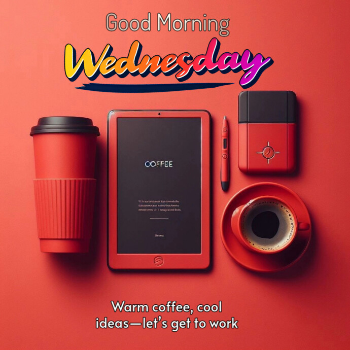 Red Maximalist Good Morning Wednesday Logo Template | PosterMyWall