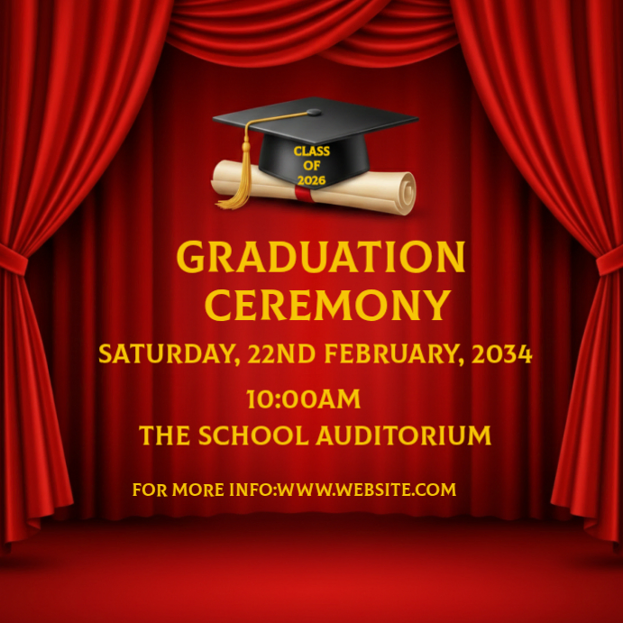 Red Maximalist Graduation Ceremony Invitation Instagram Post Template ...