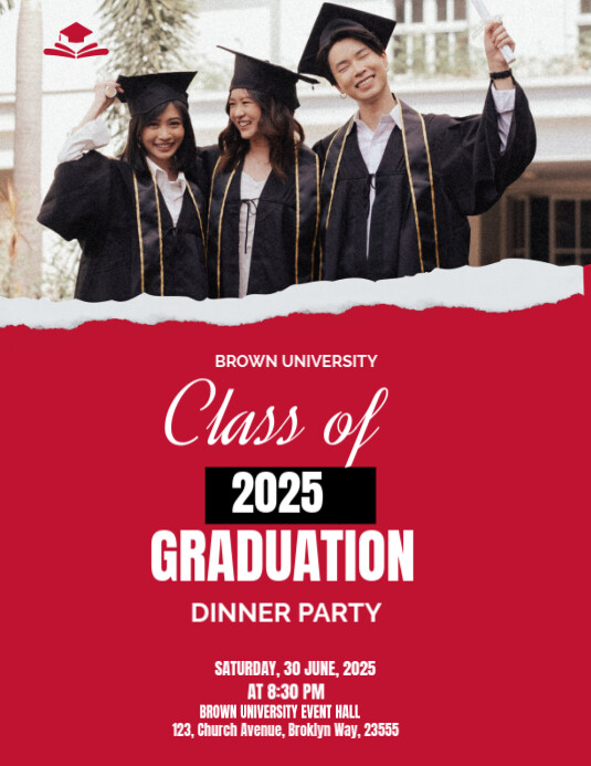 Copy of Red Maximalist Graduation Dinner Party 2025 Flyer (us Letter ...