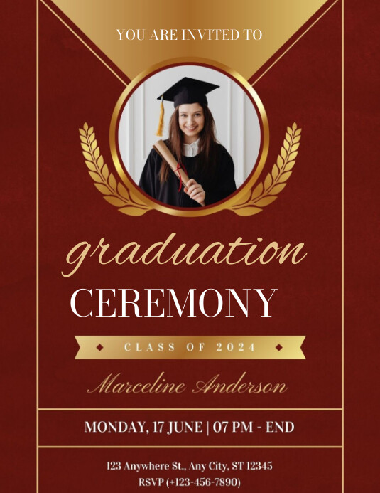 Red Maximalist Graduation Invitation Flyer (u Template | PosterMyWall