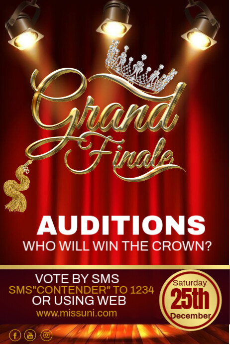 Red Maximalist Grand Final Auditions Poster Template | PosterMyWall
