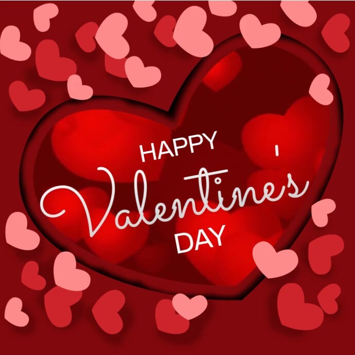 Red Maximalist Greeting Card Design For Valentine Square (1:1) Template ...