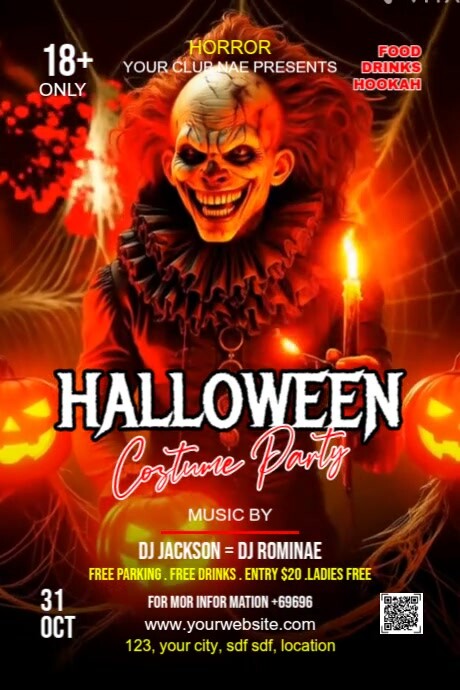 Red Maximalist Halloween Costume Party Poster Template | PosterMyWall