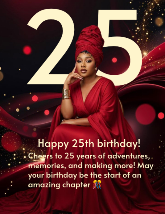 Red Maximalist Happy 25th Birthday Flyer (us Letter) Template ...