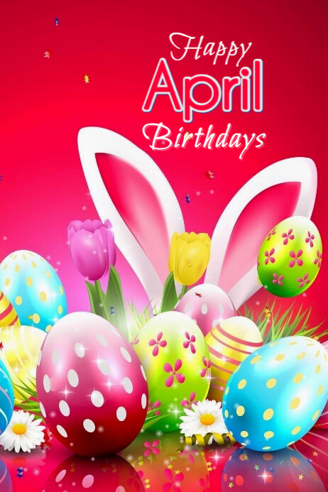 Red Maximalist Happy April Birthdays Banner 4' × 6' Template | PosterMyWall