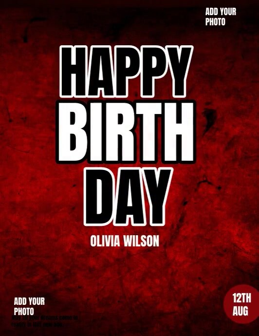 Red Maximalist Happy Birthday Background Flye Template | PosterMyWall