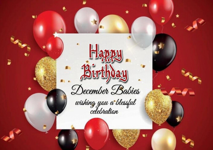 Plantilla de Red Maximalist Happy Birthday December Babies A4 ...