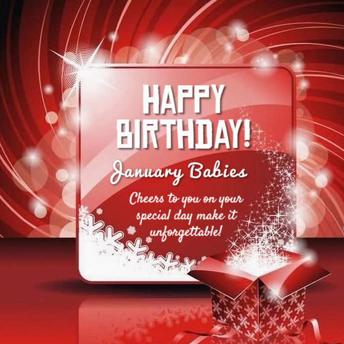 Red Maximalist Happy Birthday January Babies Instagram Post Template ...