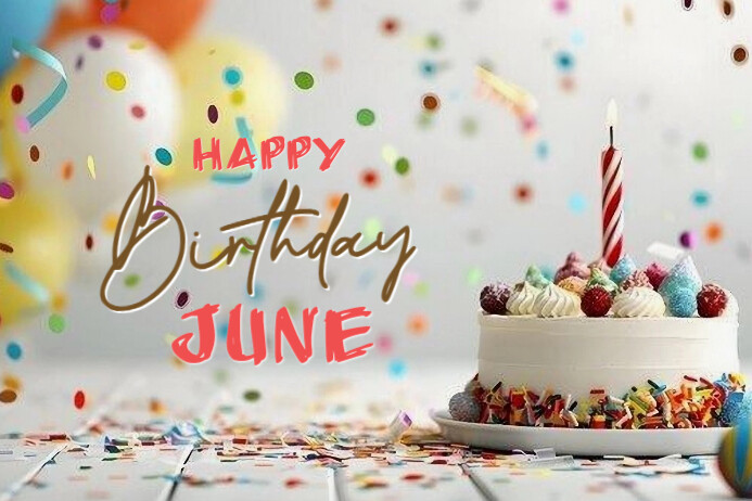 Copy of Red Maximalist Happy Birthday June Banner 4' × 6' | PosterMyWall