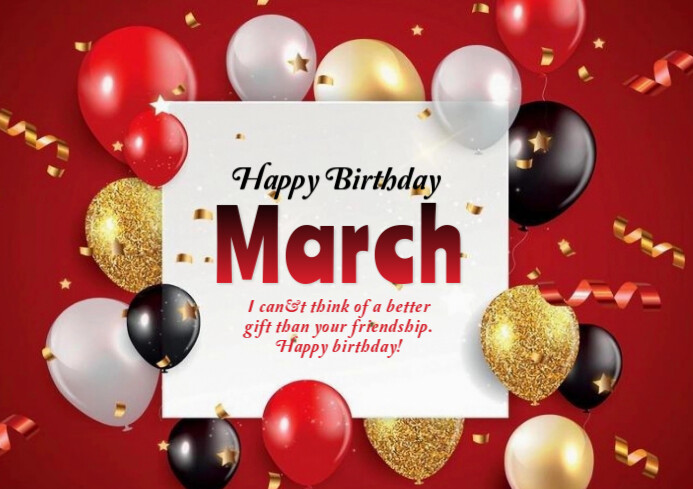 Red Maximalist Happy Birthday March A4 Template | PosterMyWall