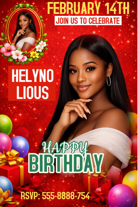 Plantilla de Red Maximalist Happy Birthday Poster | PosterMyWall