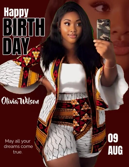 Red Maximalist Happy Birthday Templates Flyer | PosterMyWall