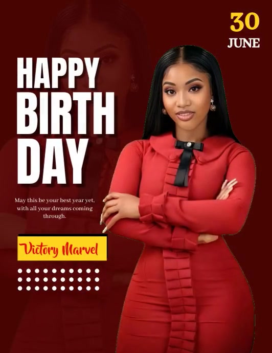 Plantilla de Red Maximalist Happy Birthday Templates Flyer | PosterMyWall