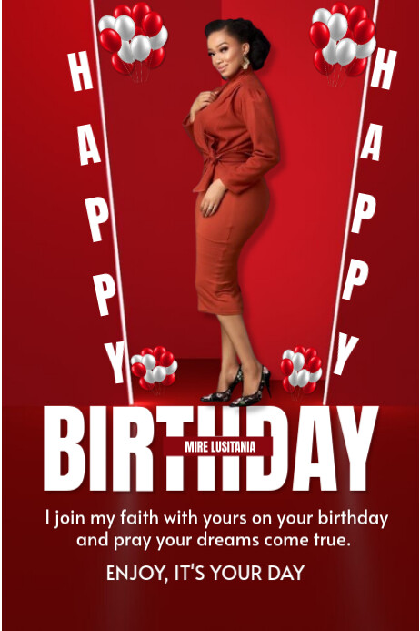 Red Maximalist Happy Birthday Wishes Template Poster | PosterMyWall