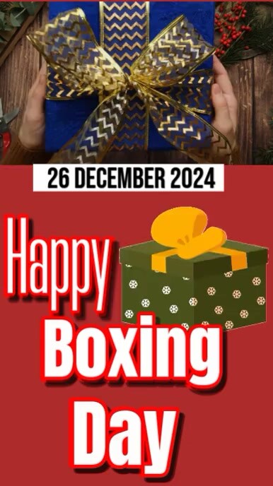 Red Maximalist Happy Boxing Day Holiday Gif Instagram Story Template ...
