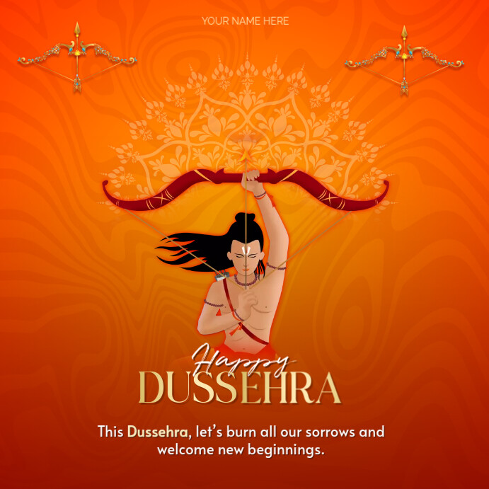 Red Maximalist Happy Dussehra Instagram Post Template | PosterMyWall