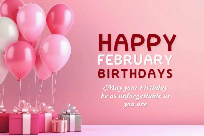 Copy of Red Maximalist Happy February Birthdays Banner 4' × 6 ...