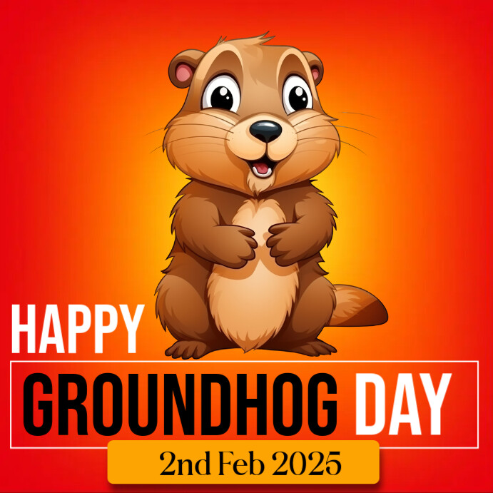 Copy of Red Maximalist Happy Groundhog Day Instagram Post | PosterMyWall