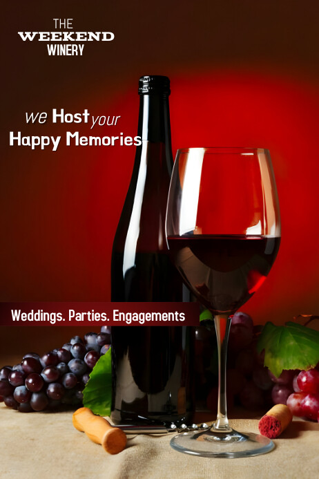 Copy of Red Maximalist Happy Hour Weekend Winery Pos | PosterMyWall