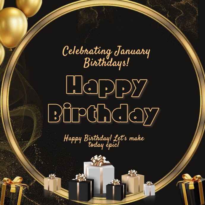 Red Maximalist Happy January Birthdays Instagram Post Template ...