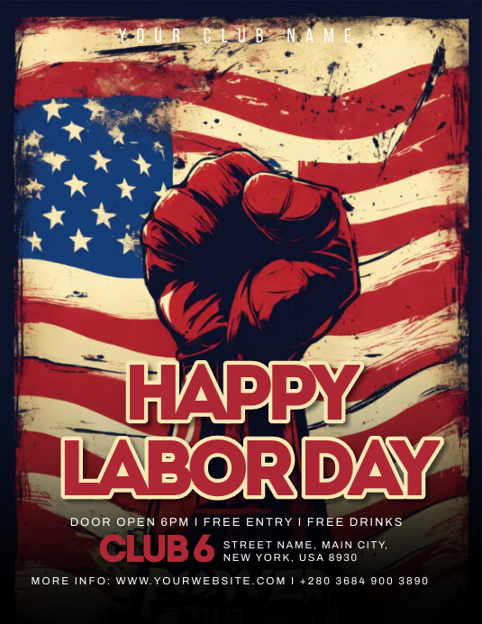 Red Maximalist Happy Labor Day Flyer (us Let Template | PosterMyWall