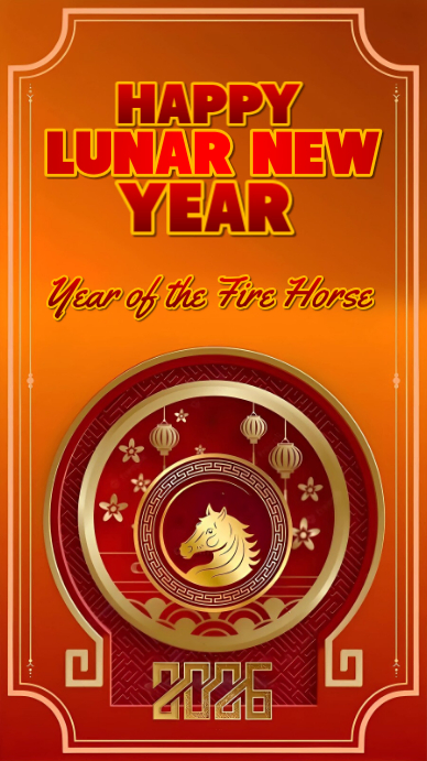Red Maximalist Happy Lunar New Year 2026 — Year Of The Fire Horse ...