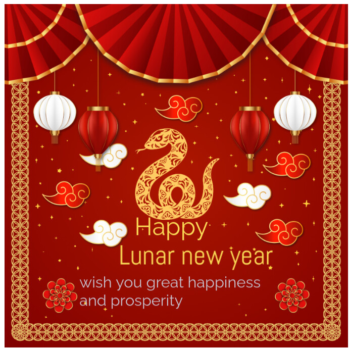 Red Maximalist Happy Lunar New Year Instagram Post Template | PosterMyWall