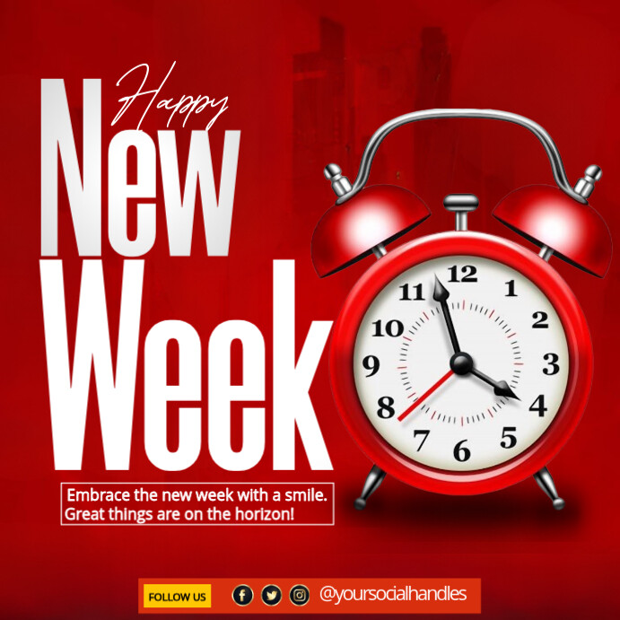 Red Maximalist Happy New Week Flyer Instagram Post Template | PosterMyWall