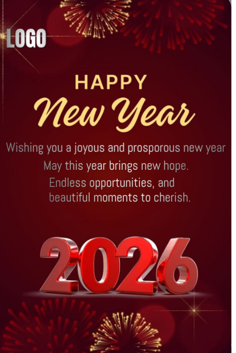 Red Maximalist Happy New Year Pinterest Graphic Template | PosterMyWall