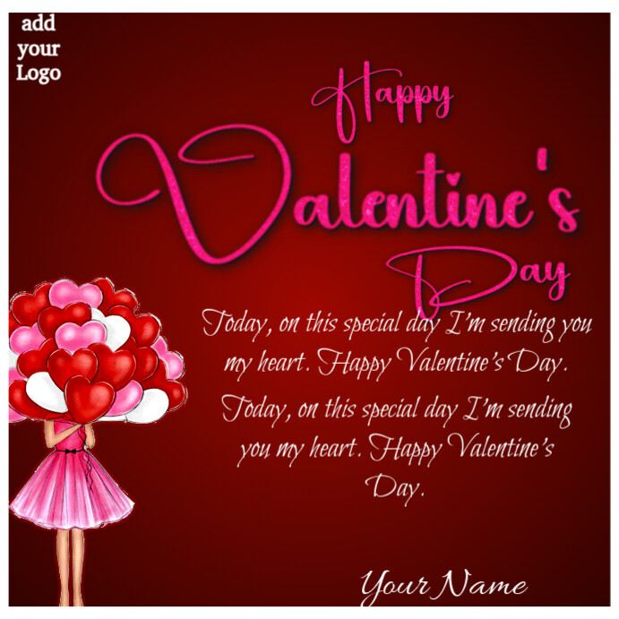 Red Maximalist Happy Valentine's Day Instagram Post, Valentine Day Card ...